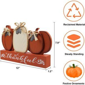 Accents | Large Wooden Pumpkin Sign Block Set Fall Decor With Autumn ...
